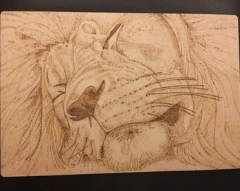 Lion pyrography | Etsy