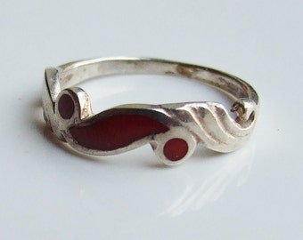 Black Enamel Ring Black Siam Ring Siam Ring Silver Twist