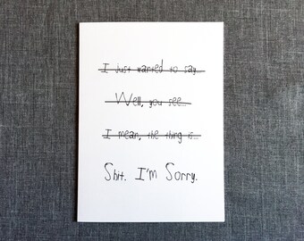 Funny apology card | Etsy