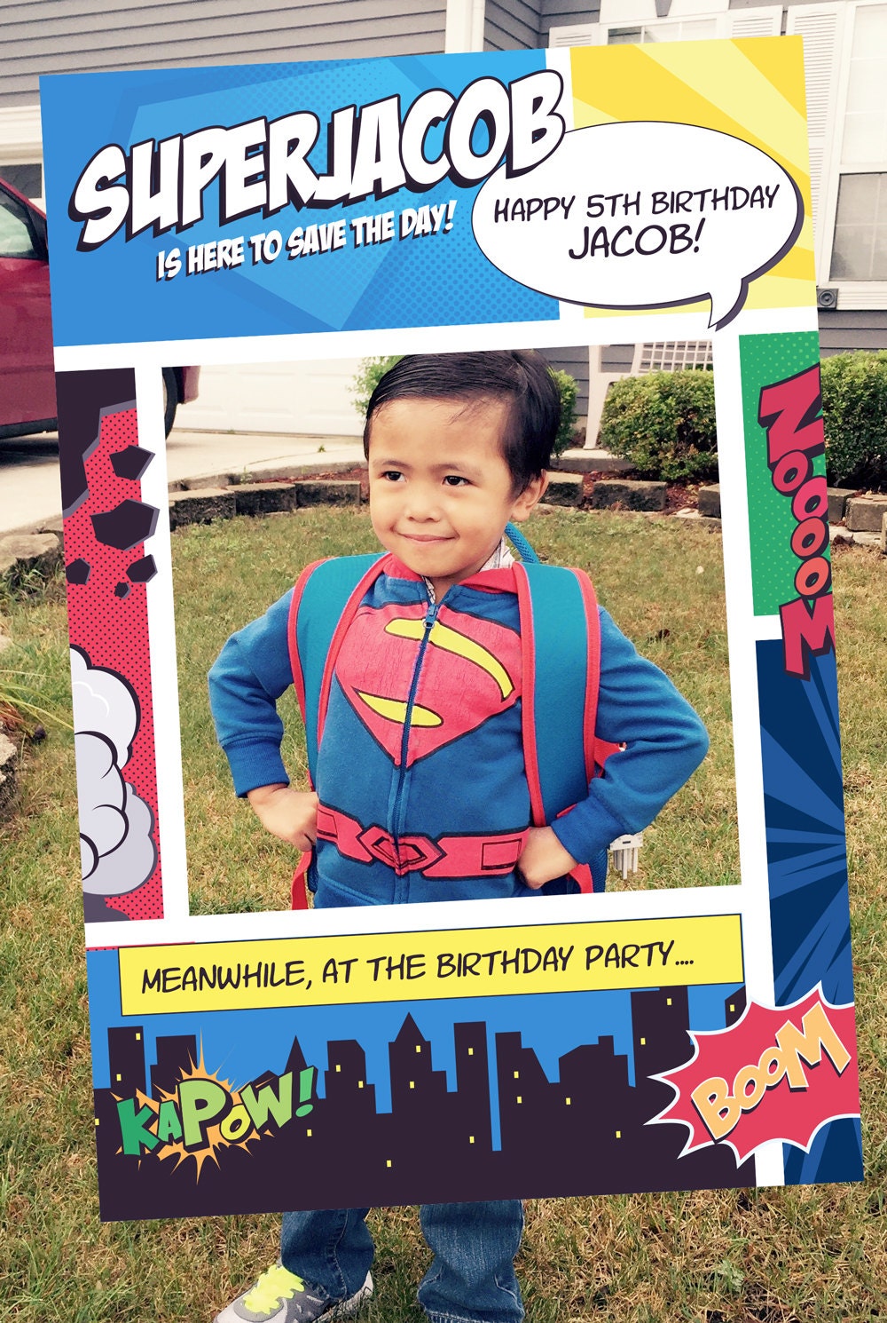 Superhero Theme Photo Booth. Party Prop Frame. Digital File
