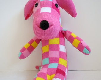 sock animals Handmade Soft Toy Pink & Black by JBeeStitchery