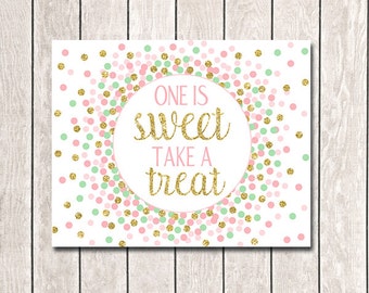 One is Sweet Take A Treat Printable First Birthday Party