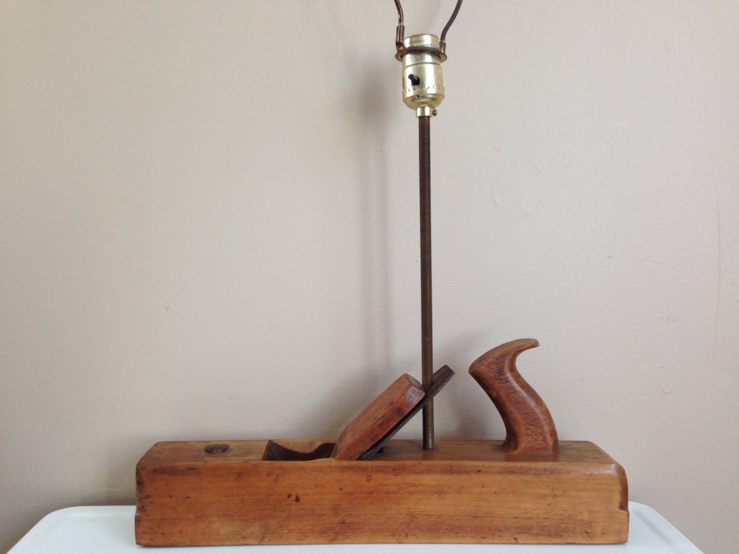 Handcrafted Antique Wood Plane Lamp Gift for Woodworkers and