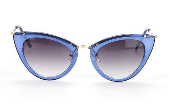 Items Similar To Fashion Week Blue Cat Eye Sunglasses On Etsy