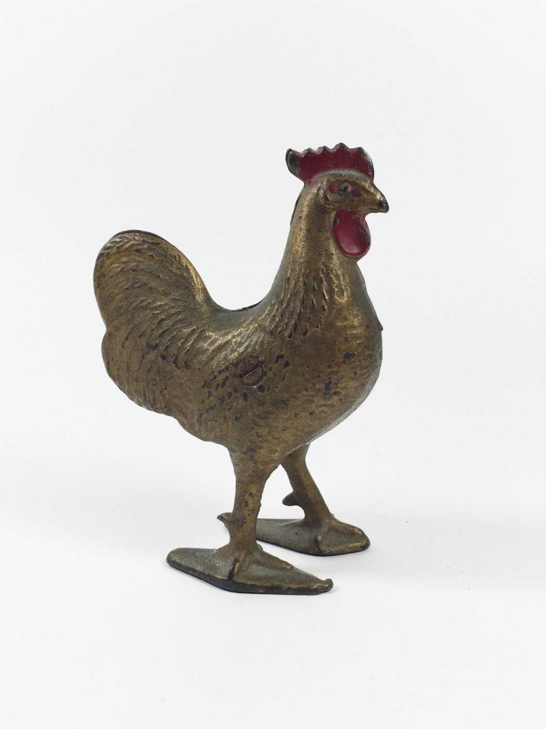 Antique Cast Iron Rooster Coin Bank by ElysianVintageMN on Etsy