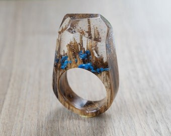 Wood inlay ring | Etsy