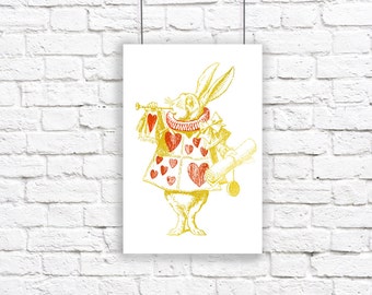 The White Rabbit Alice In Wonderland Silhouette Print Black