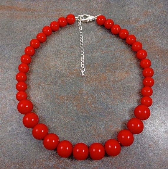 Women And Girls Red Beaded Necklace Statement Necklace Chunky
