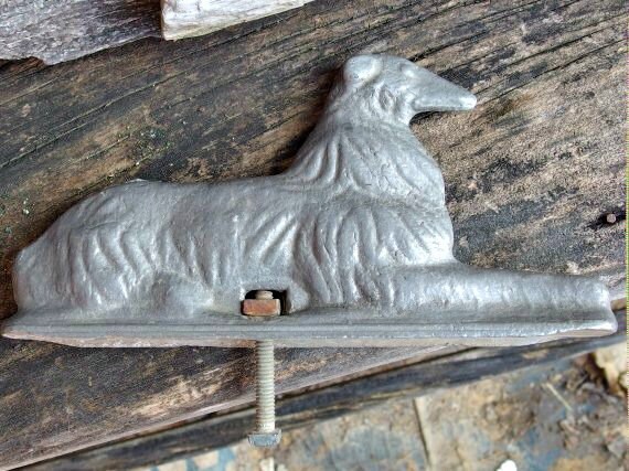 Cast Metal Dog Fence Toppers Elegant Borzoi with Bolt at