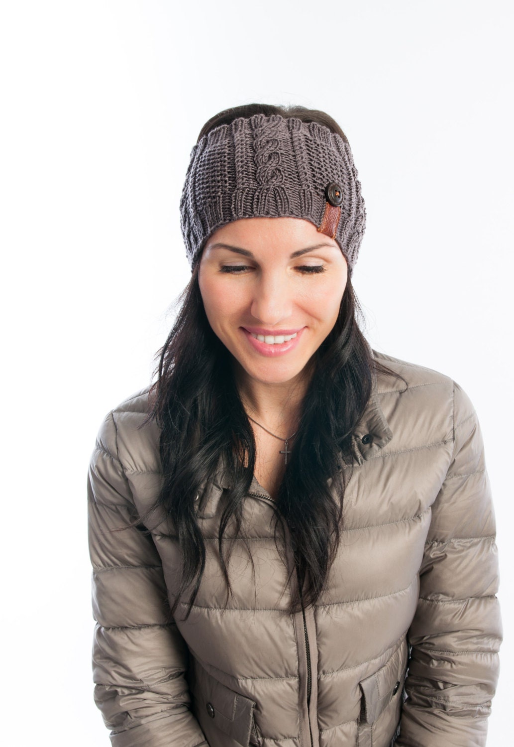 Cable Knit headband Hand knitted head wrap Merino wool knit