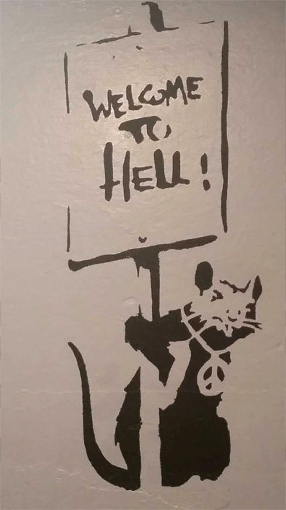 Banksy Rat Stencil Welcome to Hell Banksy Rats Stencils for