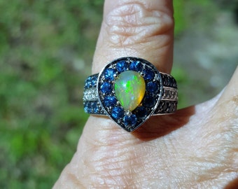 Genuine opal ring | Etsy