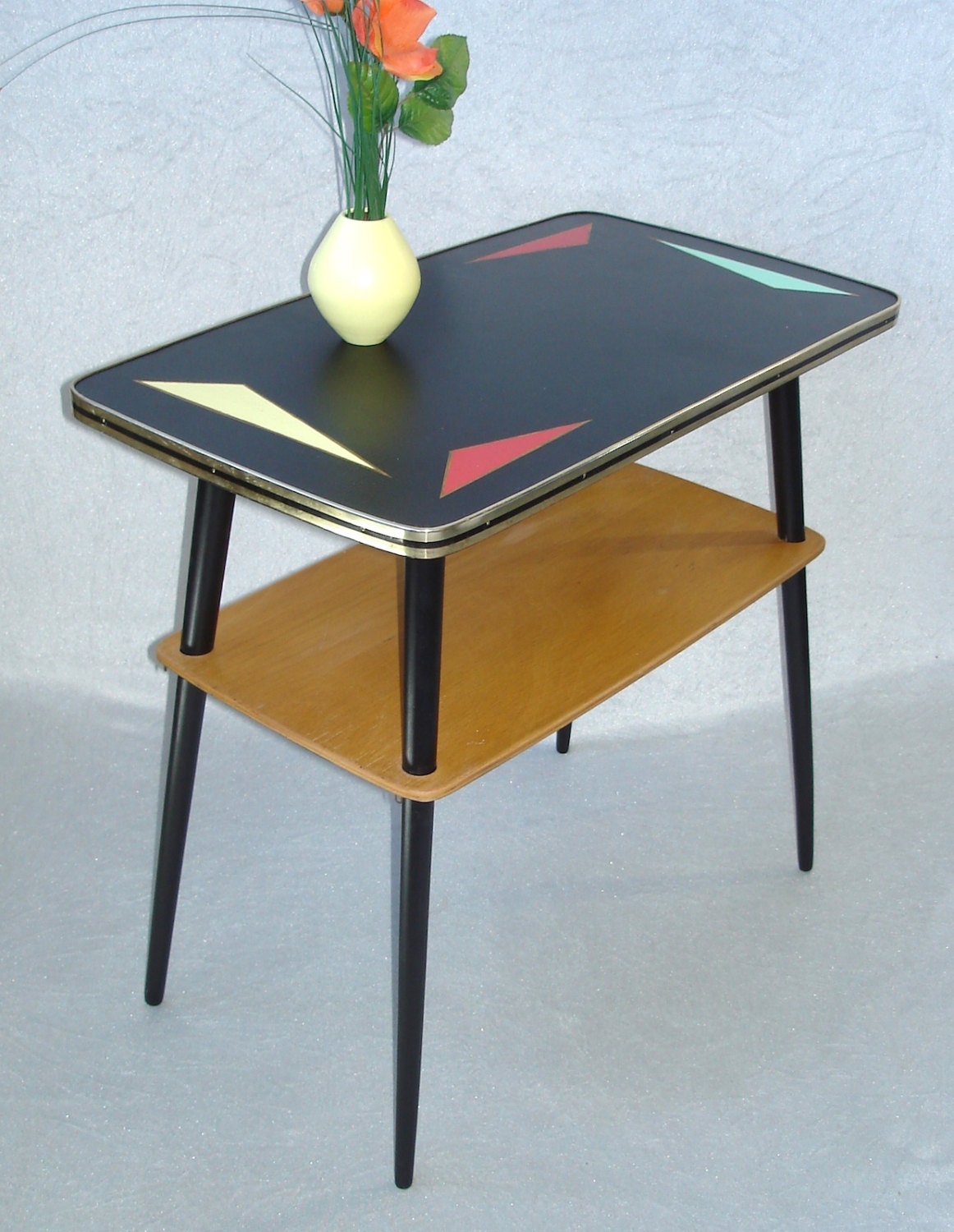 50s 60s COCKTAIL TABLE, Coffee Table, 2 Levels, Rectangle, Black, Mid ...