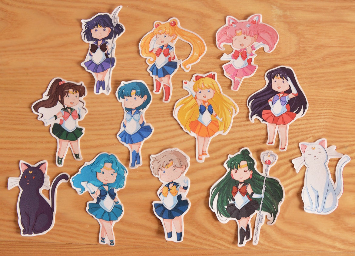Sailor Moon Sticker Set Sailor Scouts and Cats