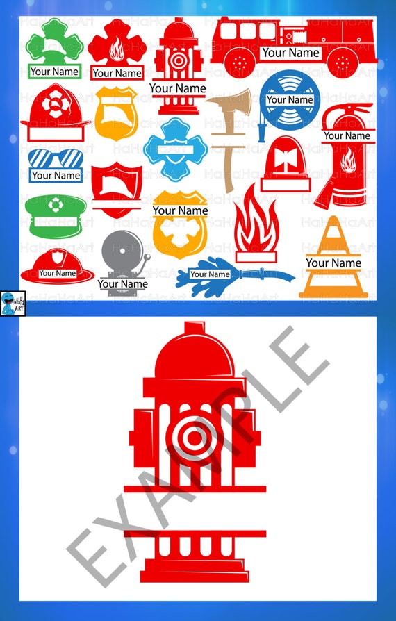Fireman Monogram V2 Split Cutting Files Svg Png Jpg Eps Dxf