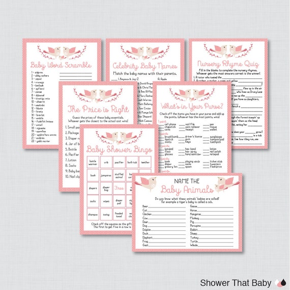 Bird Baby Shower Games Package Seven Printable Games: Bingo
