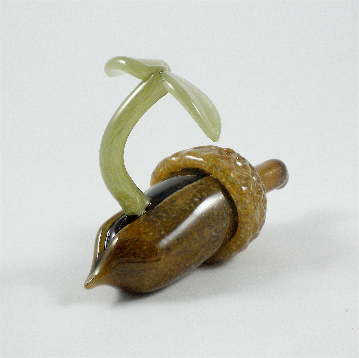 Glass Acorn Sprout solid hand sculpted glass oak by BayBlownGlass
