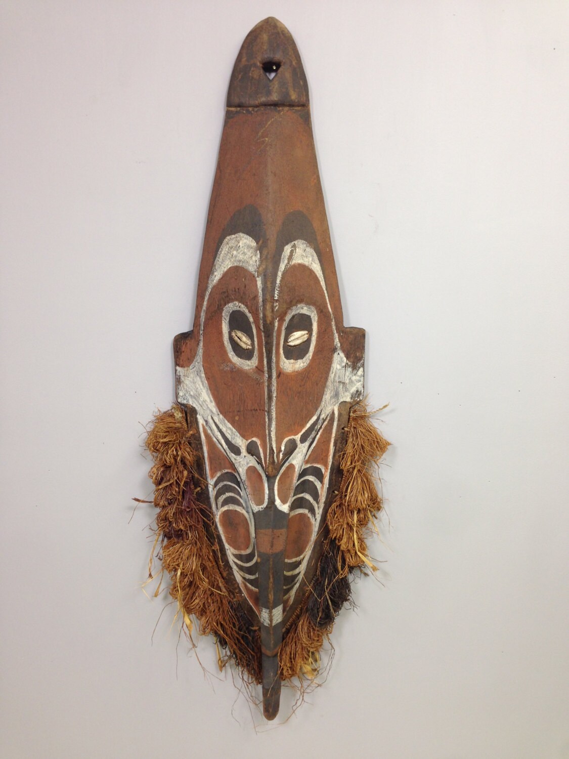 Mask Papua New Guinea Mei Wood RaffiaTribal Mask Handmade