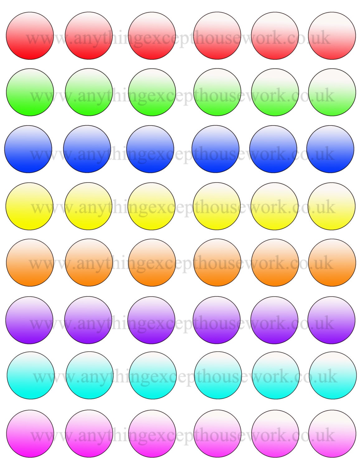 1 Inch Circles In Assorted Graduated Colors 1 Inch Circles In Assorted Graduated Colors