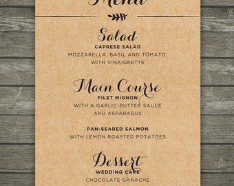 Unique kraft paper menu related items | Etsy