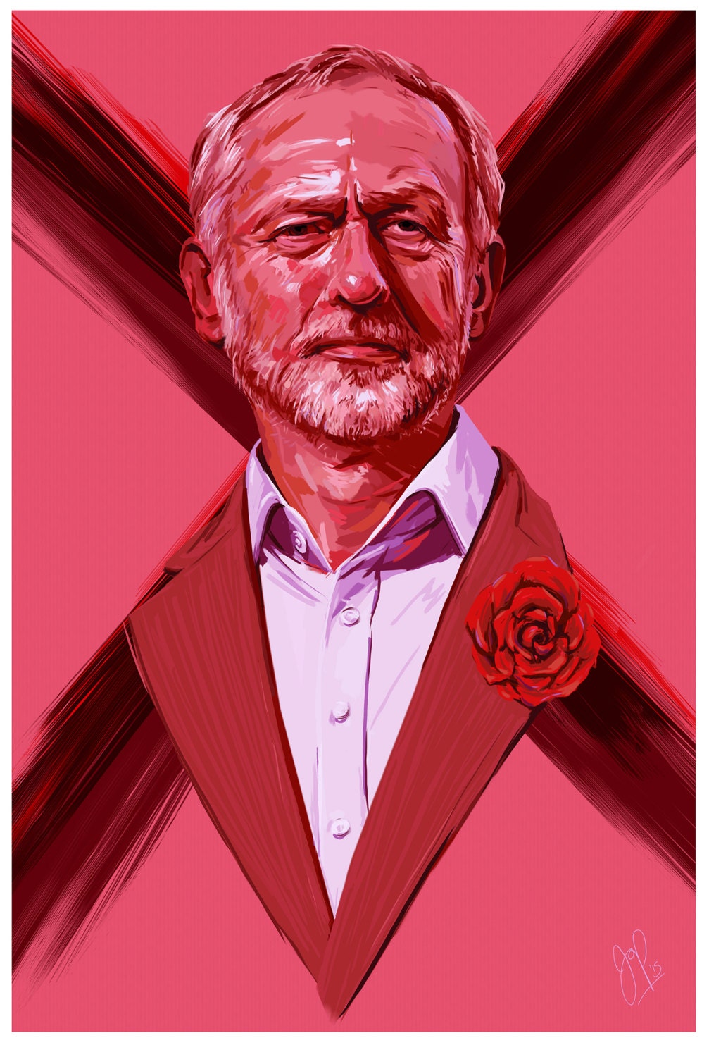 A3 Print: Digital Portrait Painting Jeremy Corbyn Poster
