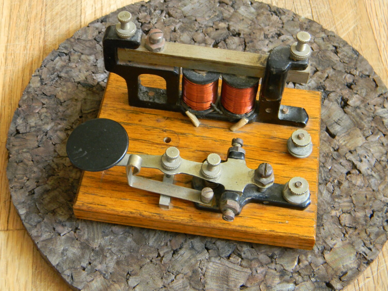 Rare Antique Telegraphy Equipment Telegraph Key and Sounder