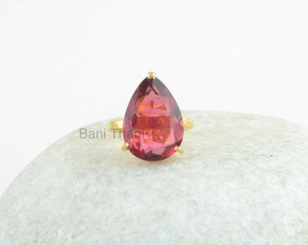 Pear pink stone ring | Etsy