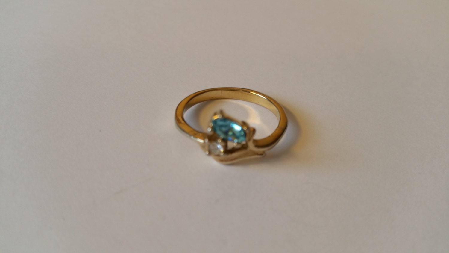 Vintage Gold with Bright Blue and Clear Crystal Rhinestone Ring – Haute ...