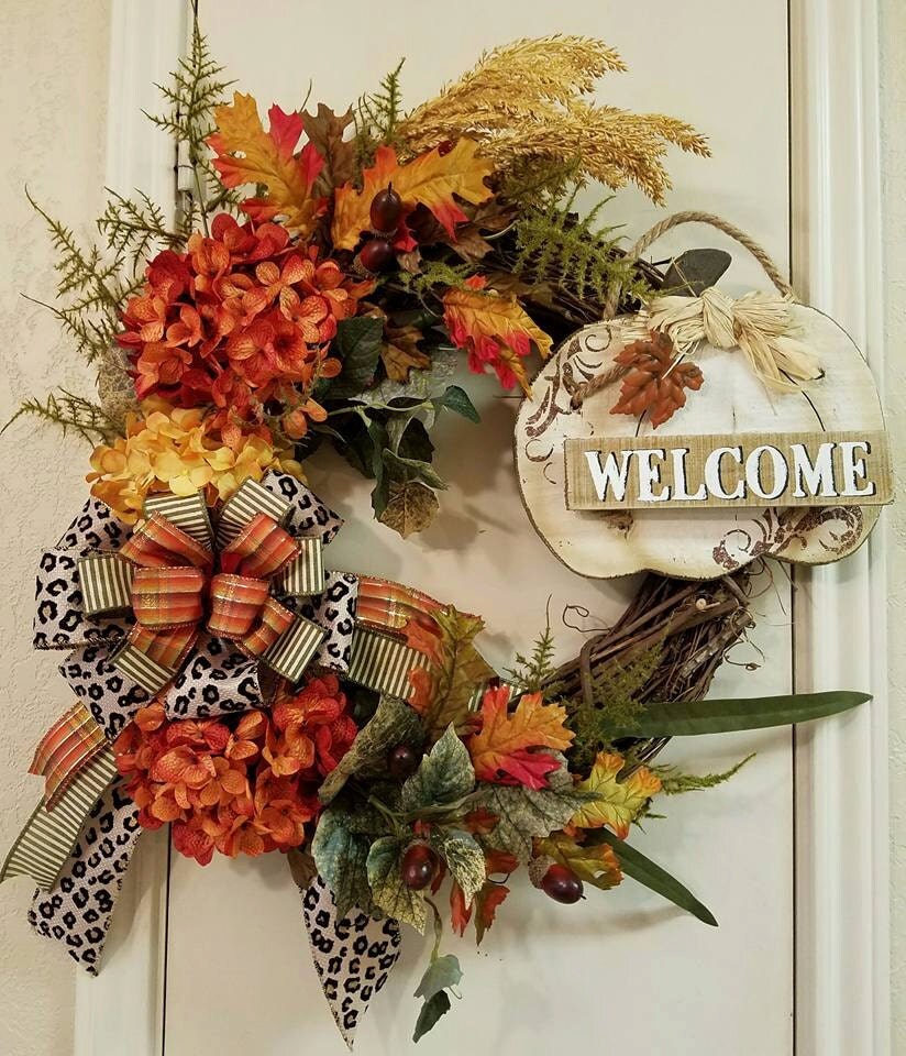 Fall Welcome Wreath Thanksgiving Wreath by SouthTXCreations