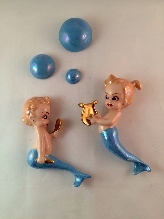 Ceramic 1950's Mermaids Ashworth Ceramics Wall Decor