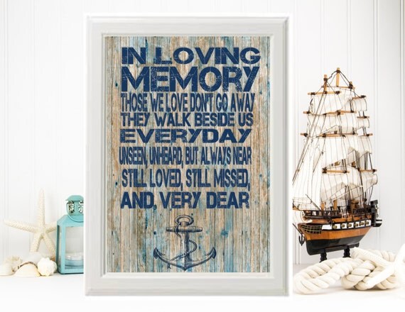 PRINTABLE Nautical Wedding Sign, In Loving Memory, Beach Wedding ...