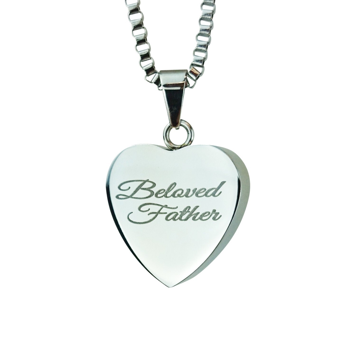 Beloved Father Heart Urn Pendant Memorial Ash Cremation