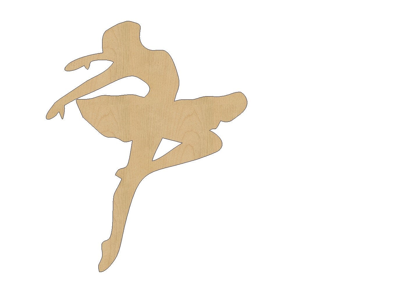 Ballerina Dancer Cutout Shape Laser Cut Unfinished Wood