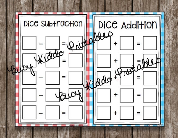 50% OFF SALE Dice Addition & Subtraction Game Printable