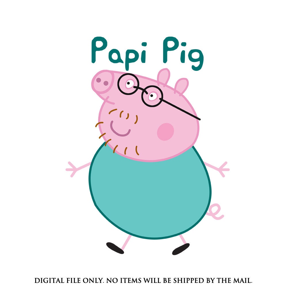 Papi Pig Peppa pig iron on transfer Peppa pig by lauraspartyshop