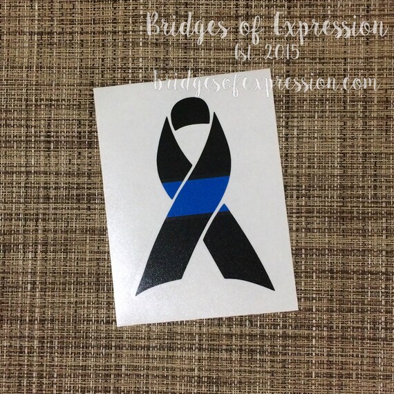 Thin Blue Line Support Ribbon Glossy Decal by BridgesOfExpression
