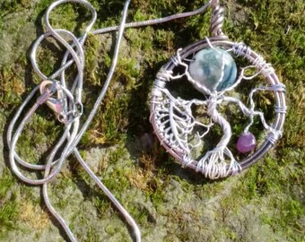 Items similar to Hand Twisted Tree Necklace in Purples on Etsy