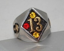 13 Supporter ring with Skull and crossbones Biker Ring with Bandidos MC ...