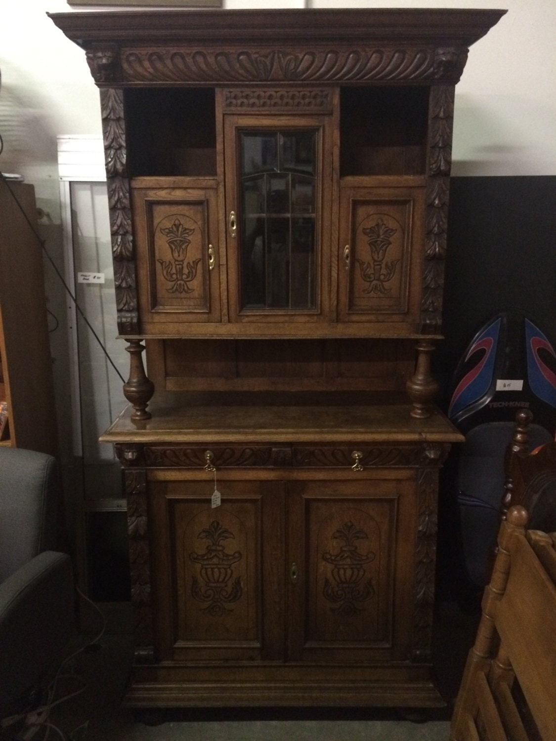 1930’s Ornate Hand-Carved Highboy Cabinet – Haute Juice
