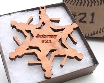 Personalized Christmas Ornament Wood Snowflake from Nestled