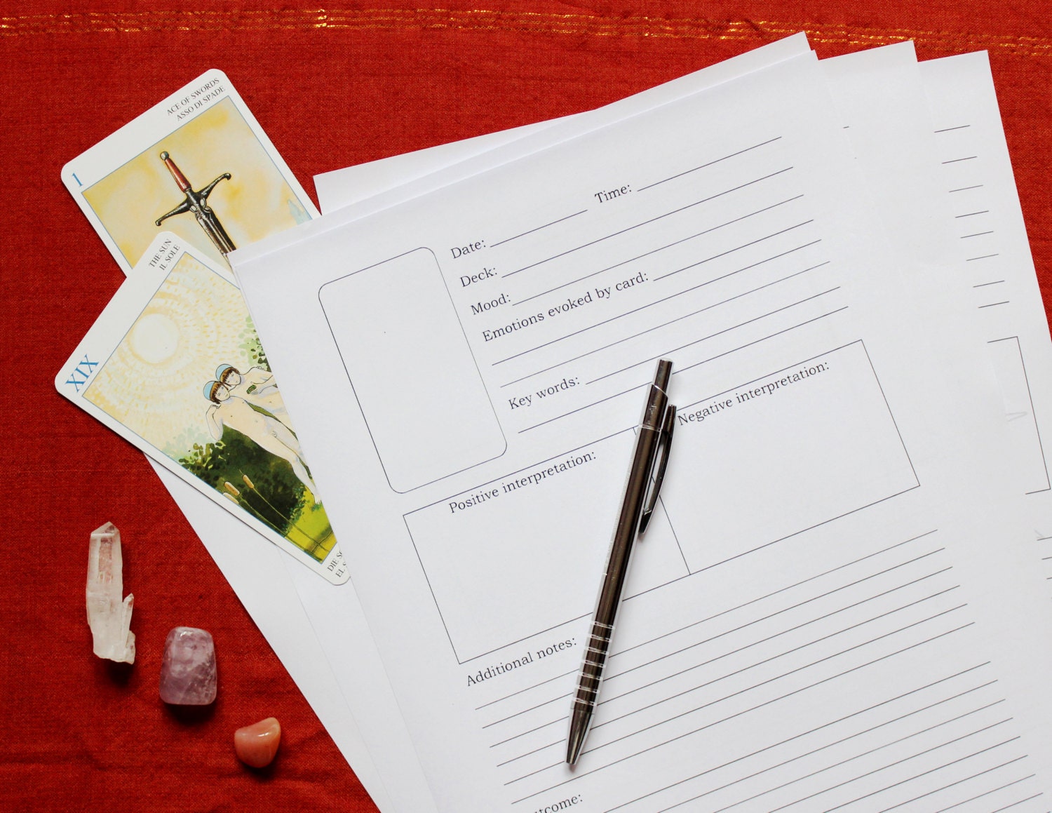 One Card Tarot Spread Worksheet Digital Printable