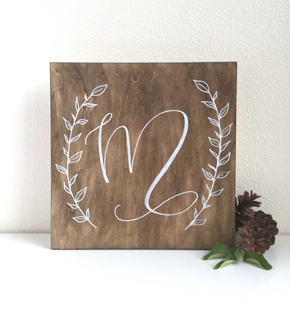 Rustic Monogram Wood Sign M Monogram Wood Sign
