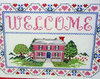 Unique welcome cross stitch related items | Etsy