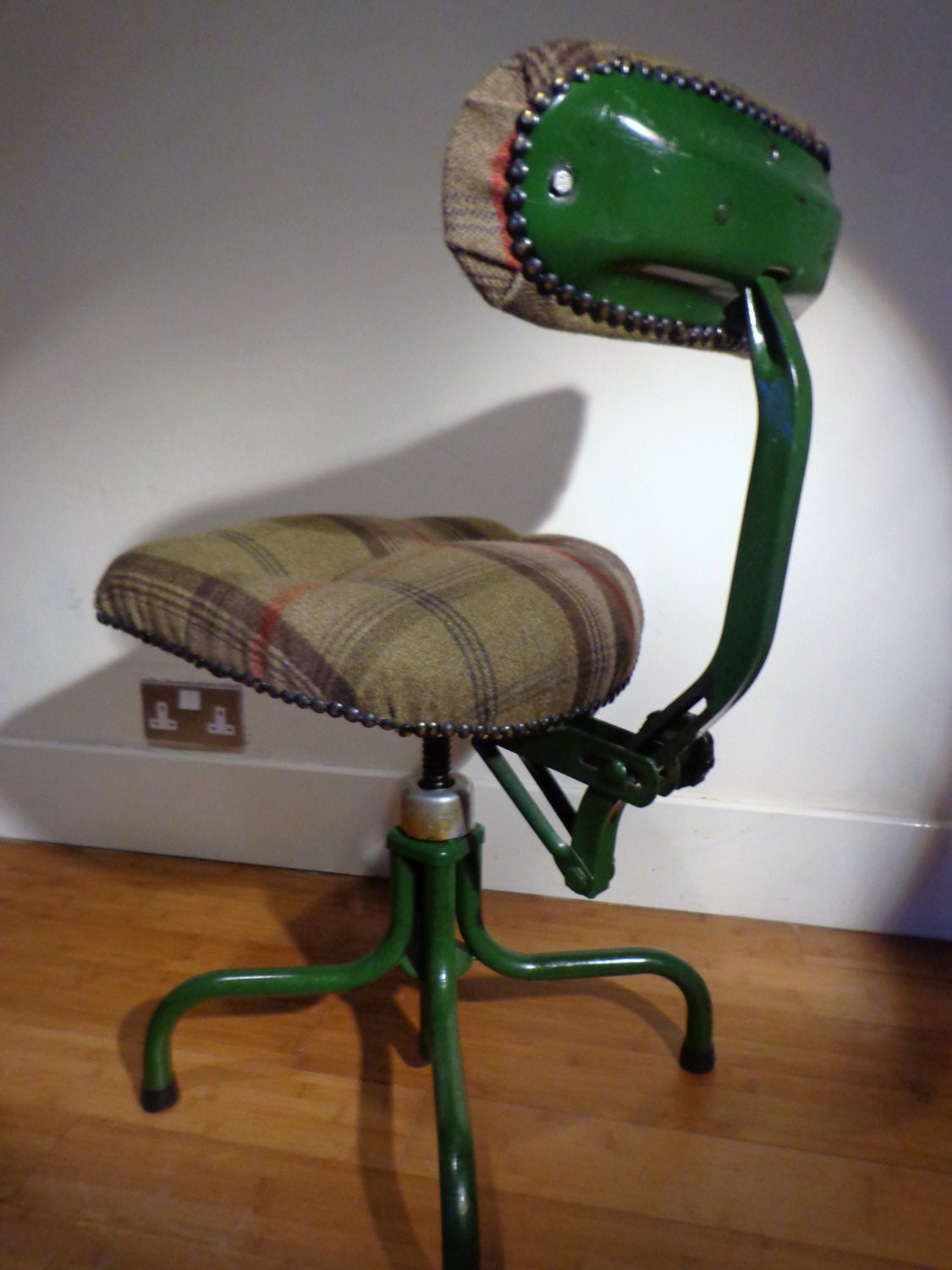 Original 1950s industrial machinist’s chair re-upholstered in gorgeous ...