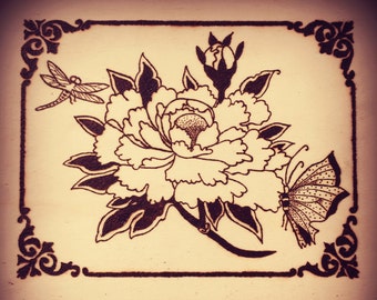 Pyrography flowers | Etsy