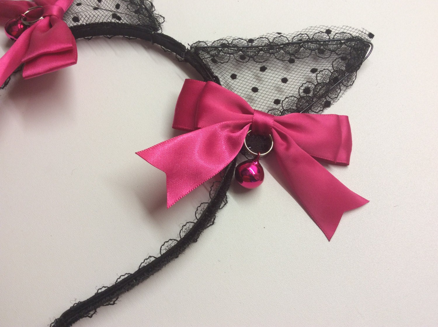 Black Lace Cat Ears Headband Kitten Play