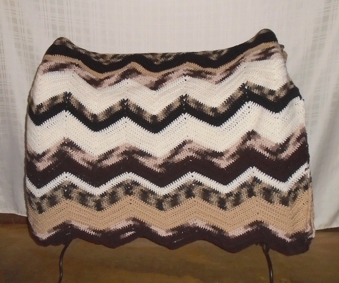 Brown Crochet Afghan Large Size Handmade by MrsFullersAttic
