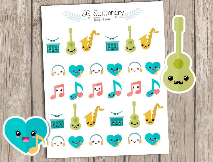 Kawaii MUSIC Stickers MUSIC Planner Stickers Planner