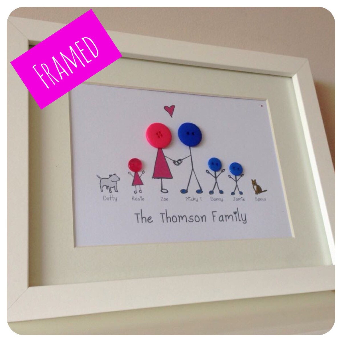 Button People Family Frame Button Picture by TheLittleOnesColl