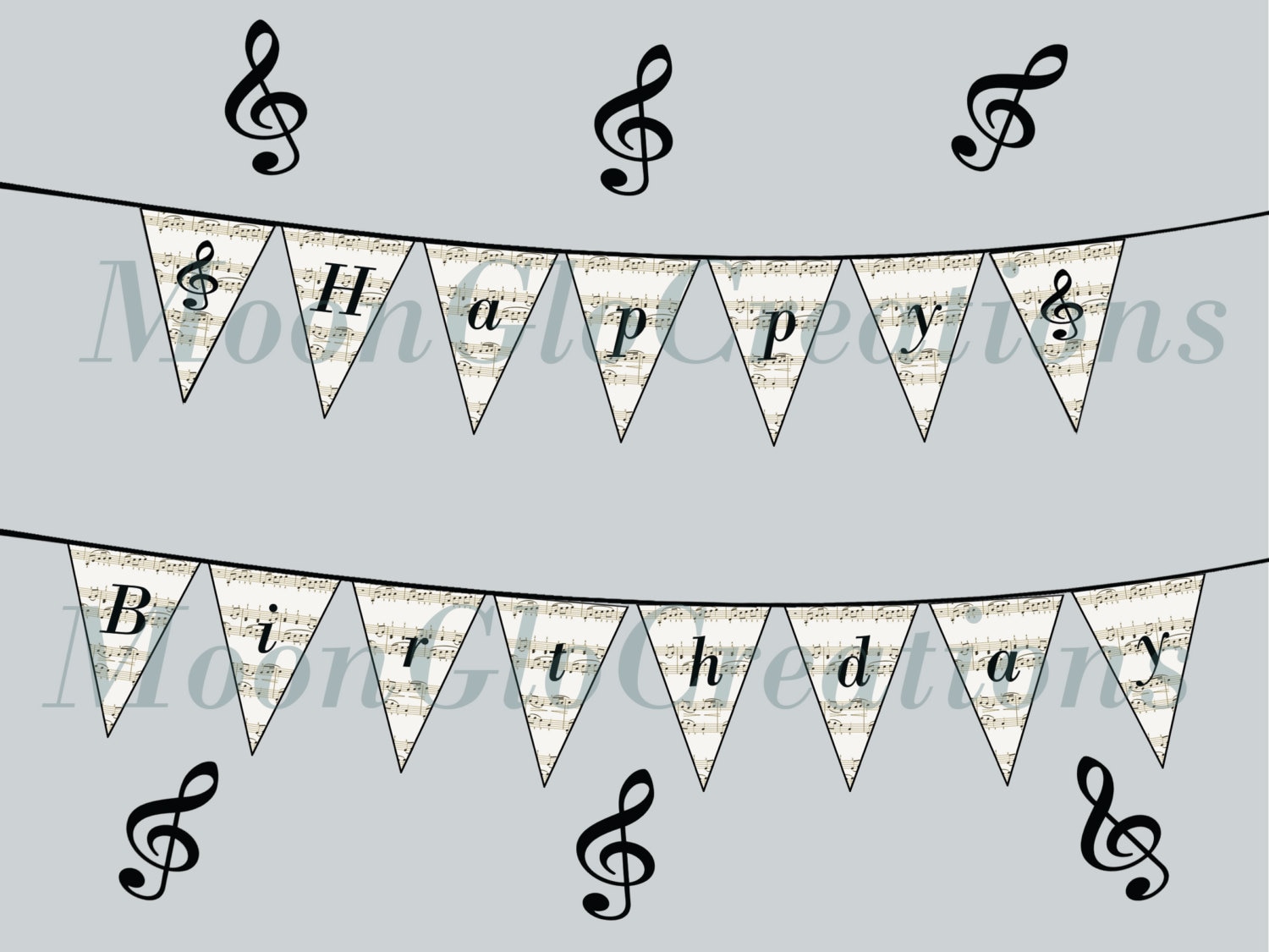 Sheet music musical note 'Happy Birthday' Banner